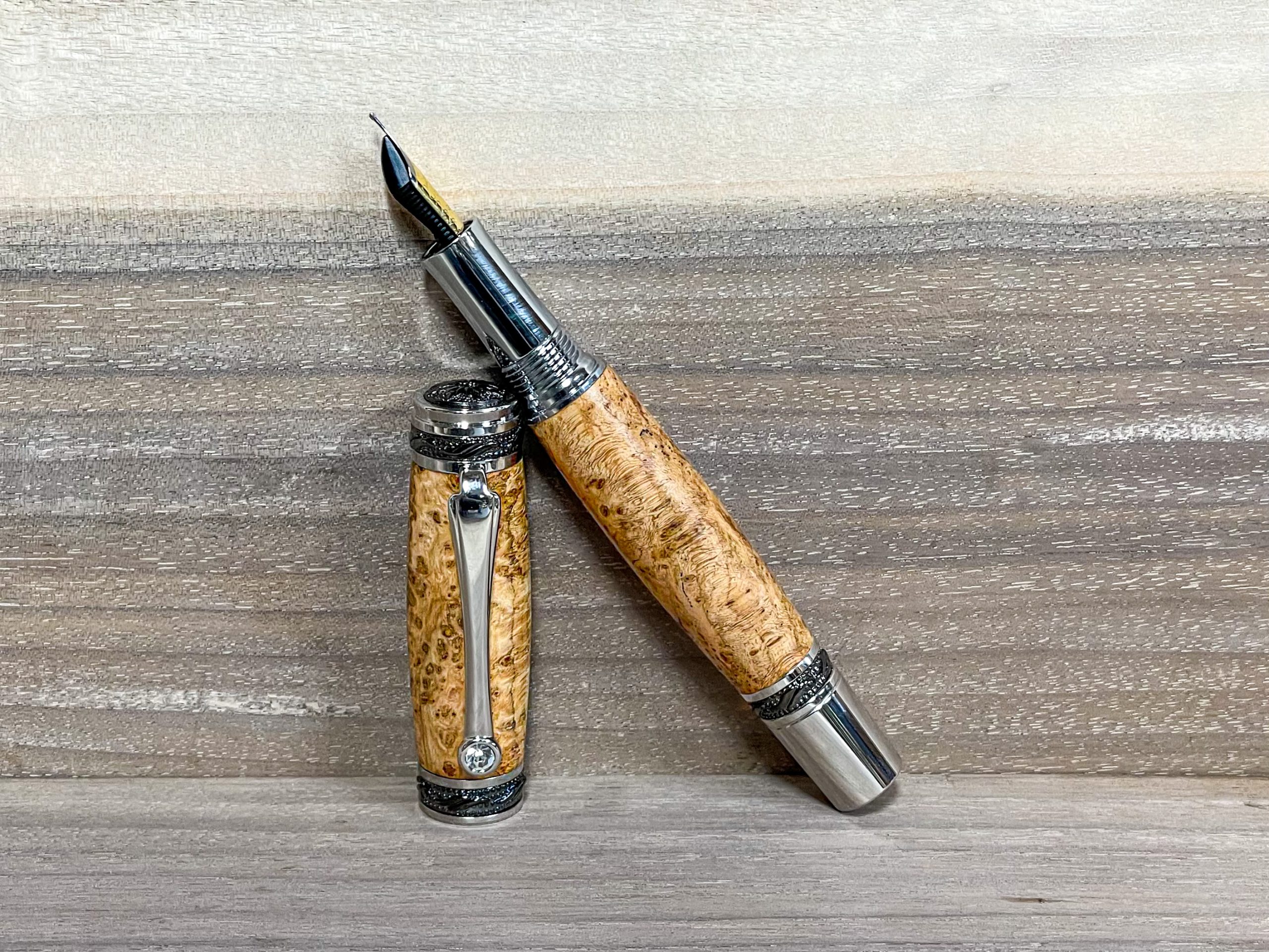 Luxury Fountain Pen Handmade From Cherry Burl Wood